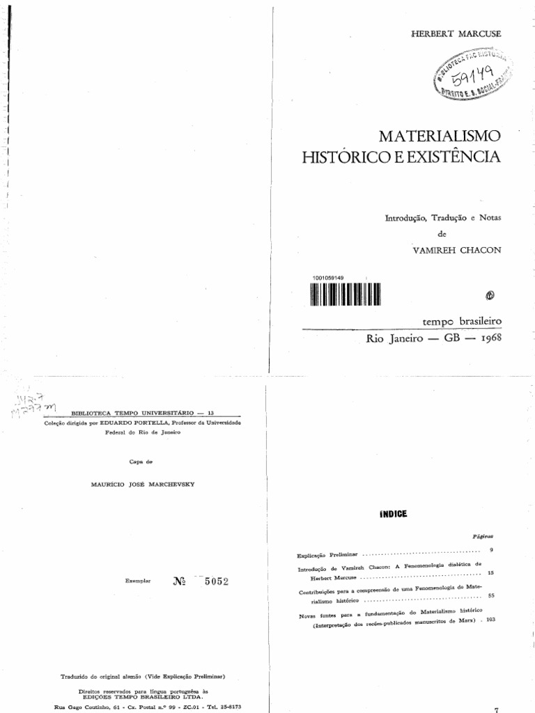 Herbert Marcuse - Materialismo Histórico e Existência PDF | PDF