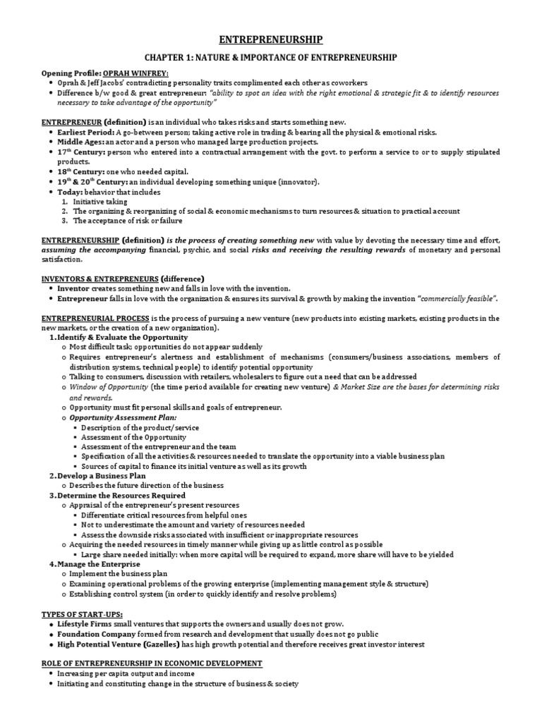Entrepreneurship (1st Term Notes) | PDF | Entrepreneurship | Grief