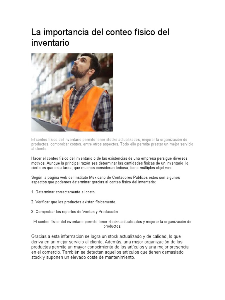 Importancia del Conteo Físico de Inventario | PDF | Inventario ...