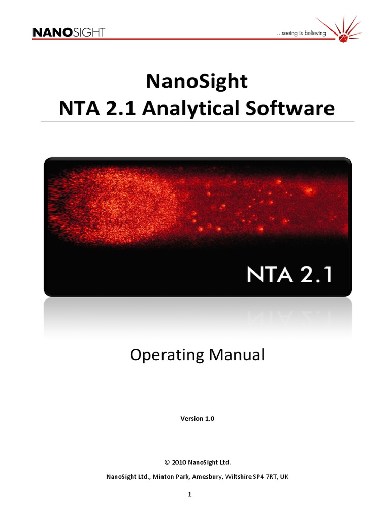 Nanosight NTA2.1 Software Manual | PDF | Camera | Optics