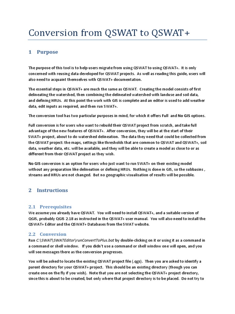 Conversion From QSWAT To QSWATPlus - v0.9.4 | PDF | Geographic ...