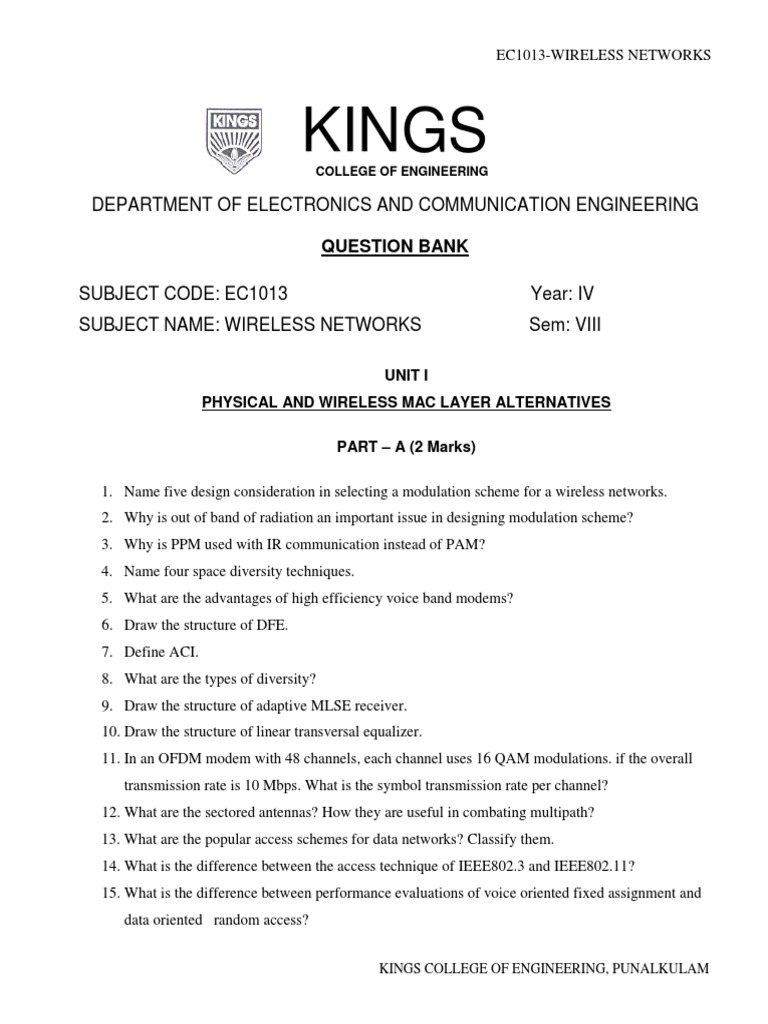 EC1013 - Wireless Networkks | PDF | Ieee 802.11 | Wireless Lan