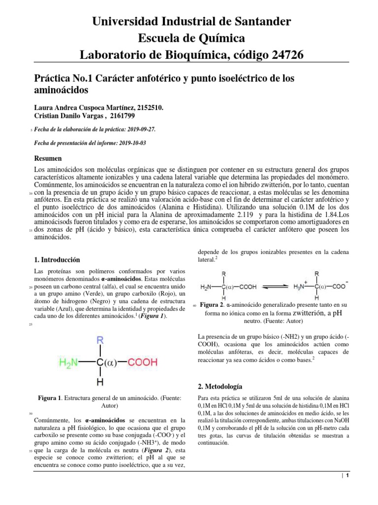 Carácter Anfótero de Los Aminoácidos | PDF | Aminoácidos | Bioquímica