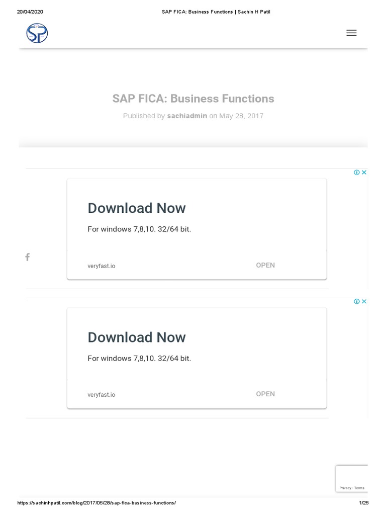 SAP FICA - Business Functions - Sachin H Patil | PDF | Cheque | Payments