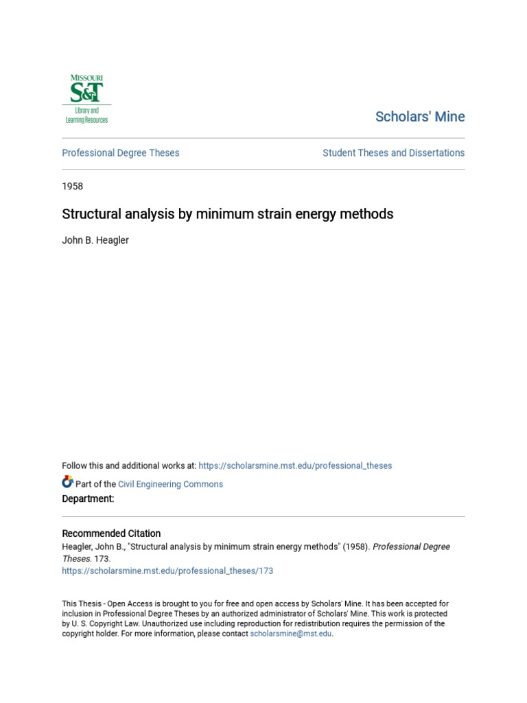 Structural Analysis by Minimum Strain Energy Methods PDF | PDF | Stress ...