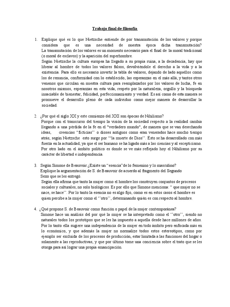 Guía de Filosofía | PDF | Friedrich Nietzsche | Moralidad