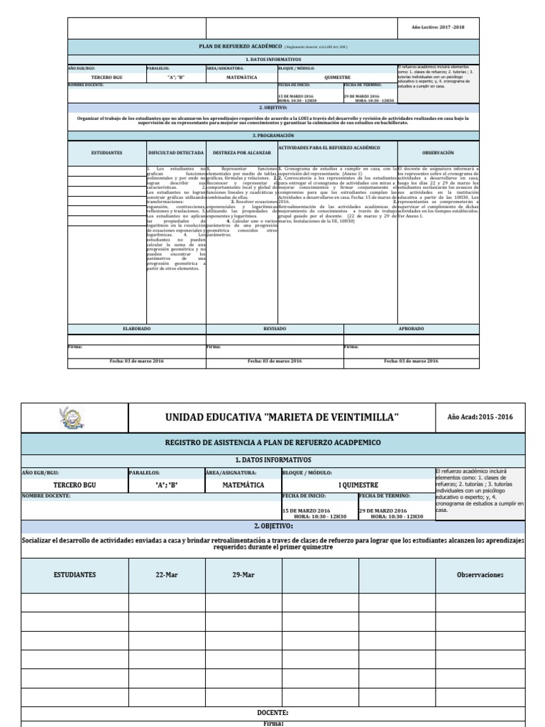 Plan de Refuerzo Academico | PDF | Logaritmo | Enseñanza de matemática Plan de Refuerzo Academico | PDF | Logaritmo | Enseñanza de matemática
