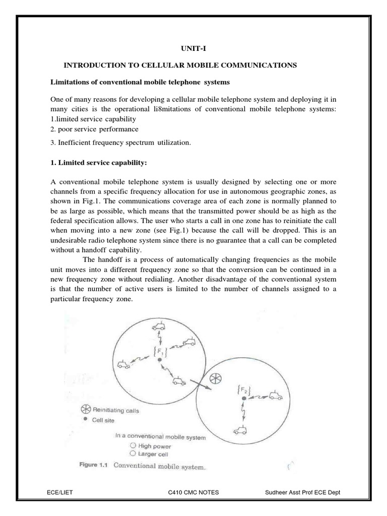 Unit-I Introduction To Cellular Mobile Communications Limitations of ...