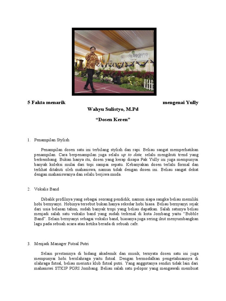 5 Fakta Menarik Mengenai Dosen Gaul Di STKIP PGRI Jombang | PDF