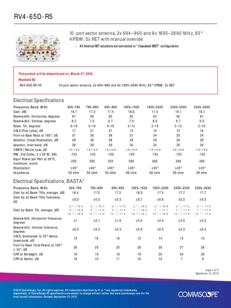 RV4-65D-R5: Electrical Specifications | PDF | Antenna (Radio ...