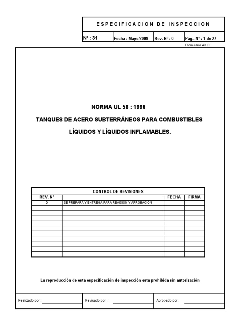 En Español UL-58 | PDF | Tanques | Acero