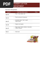 Comprehensive Office Stationery List | PDF | Stationery | Office Equipment