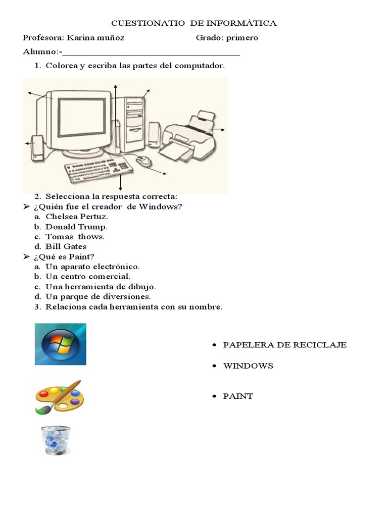 CUESTIONARIO DE Informatica | PDF