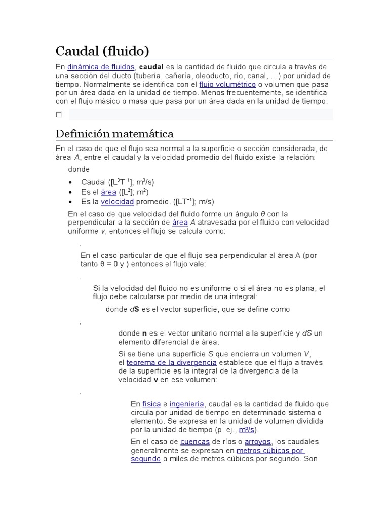 Caudal | PDF | Descarga (hidrología) | Física