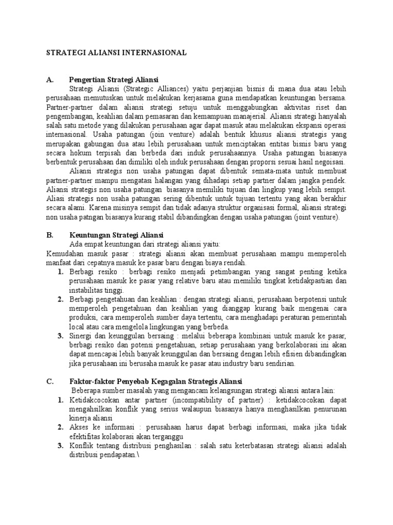 Strategi Aliansi Internasional | PDF