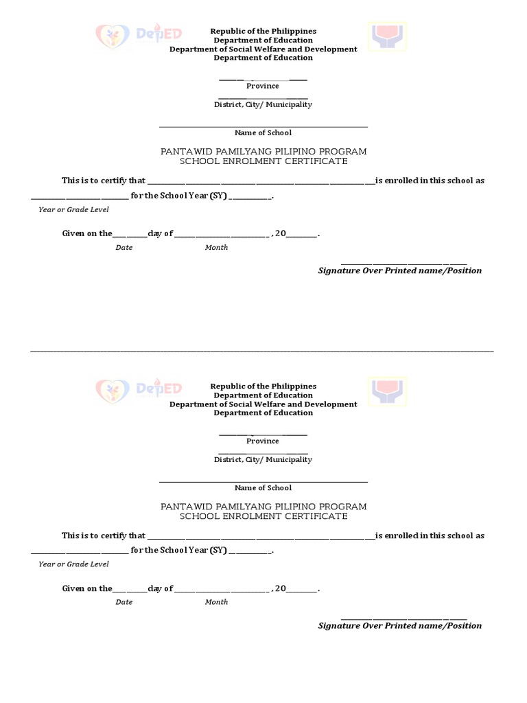 4p S Form Enrolment | PDF | Welfare | Public Administration