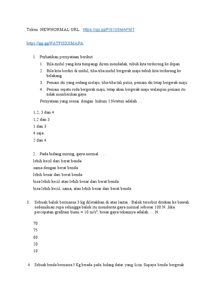 Soal Pat Fis 10 2020 | PDF