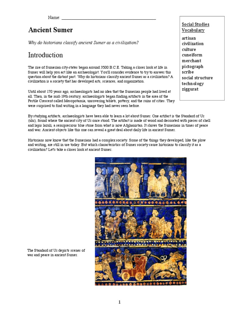 The Characteristics of Civilization in Ancient Sumer: Evidence from the ...