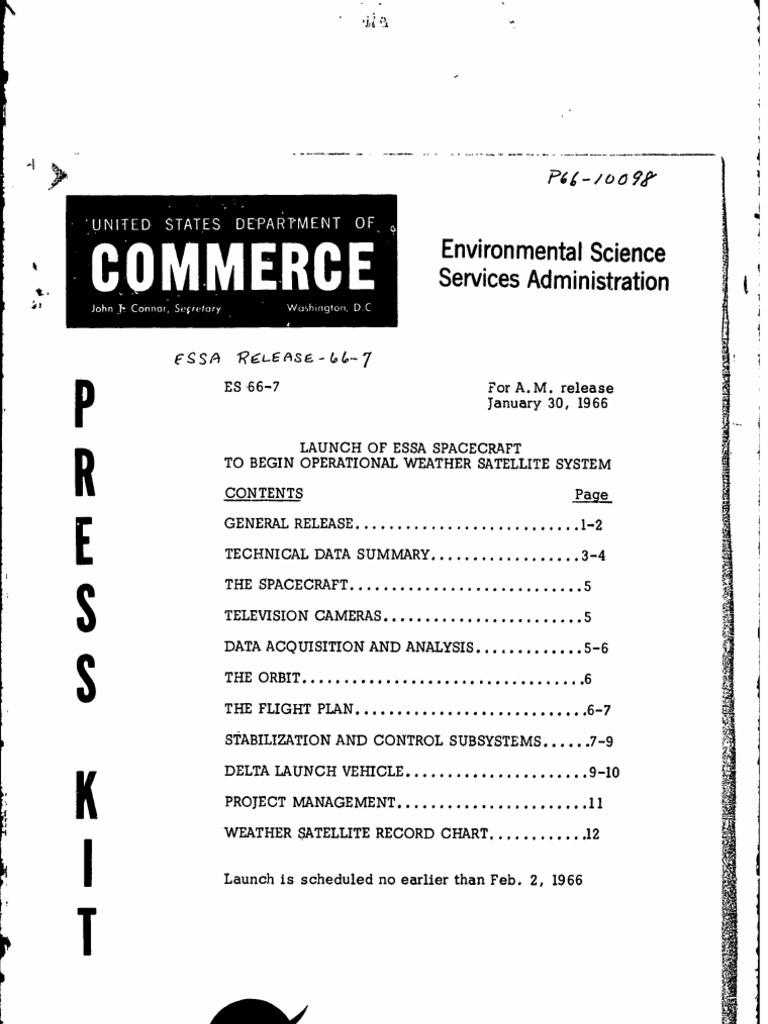 ESSA I Press Kit | PDF | Satellite | Nasa