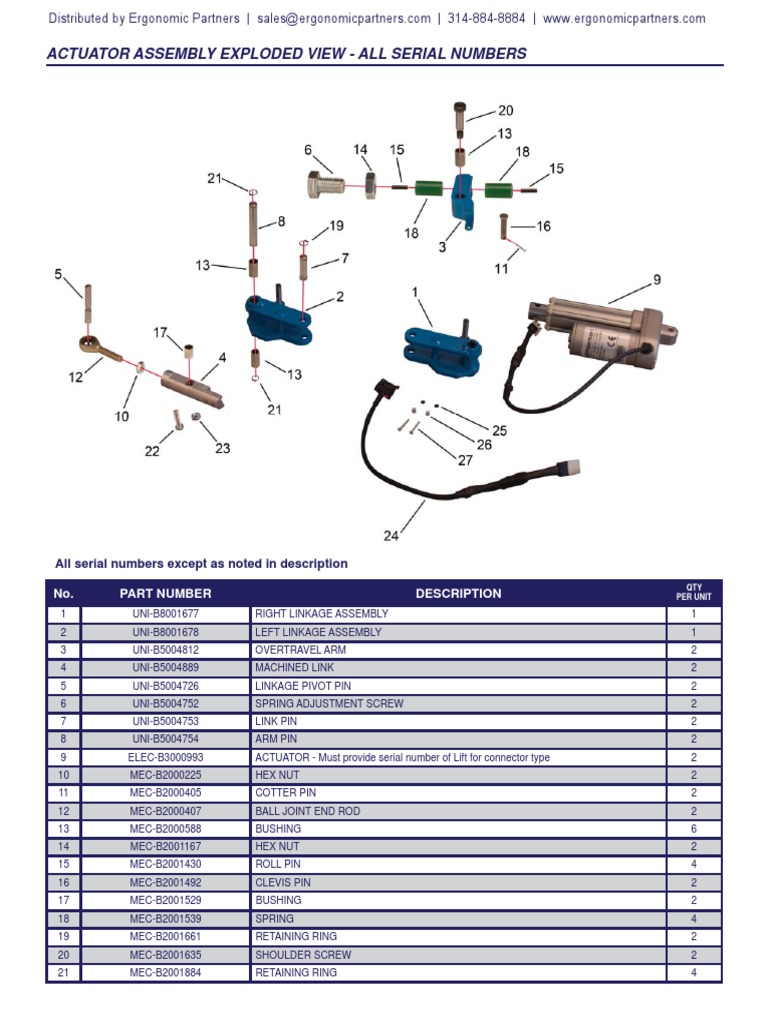 Bishamon UniLift Exploded View Parts List | PDF | Bearing (Mechanical ...