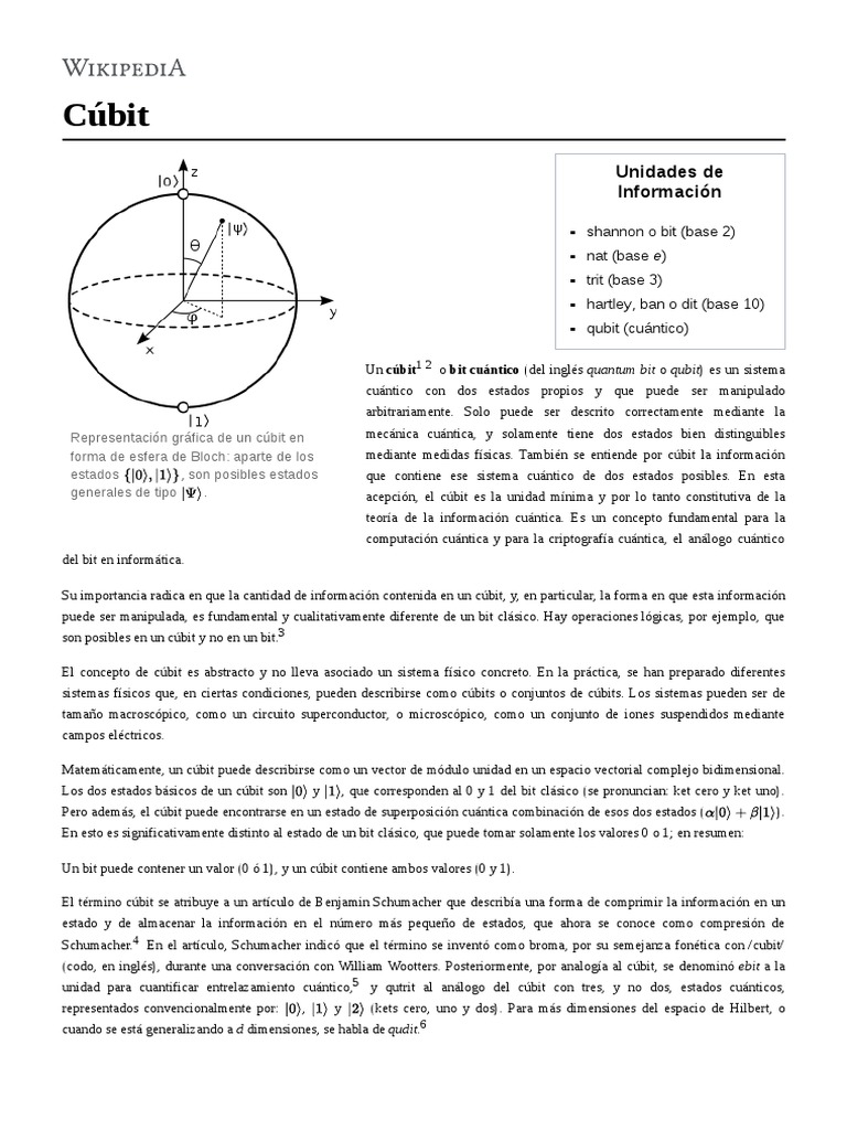 Cúbit PDF | PDF | Matriz (Matemáticas) | Mecánica cuántica