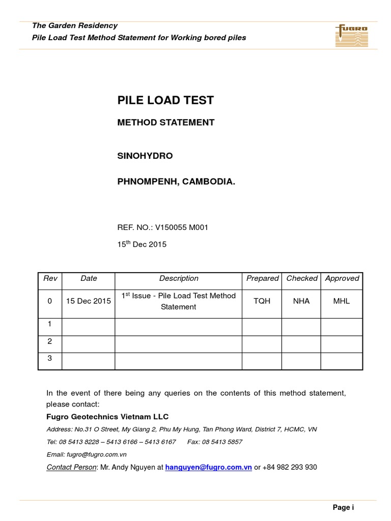 Pile Load Test Method Statement (ULT) | PDF | Beam (Structure) | Deep ...