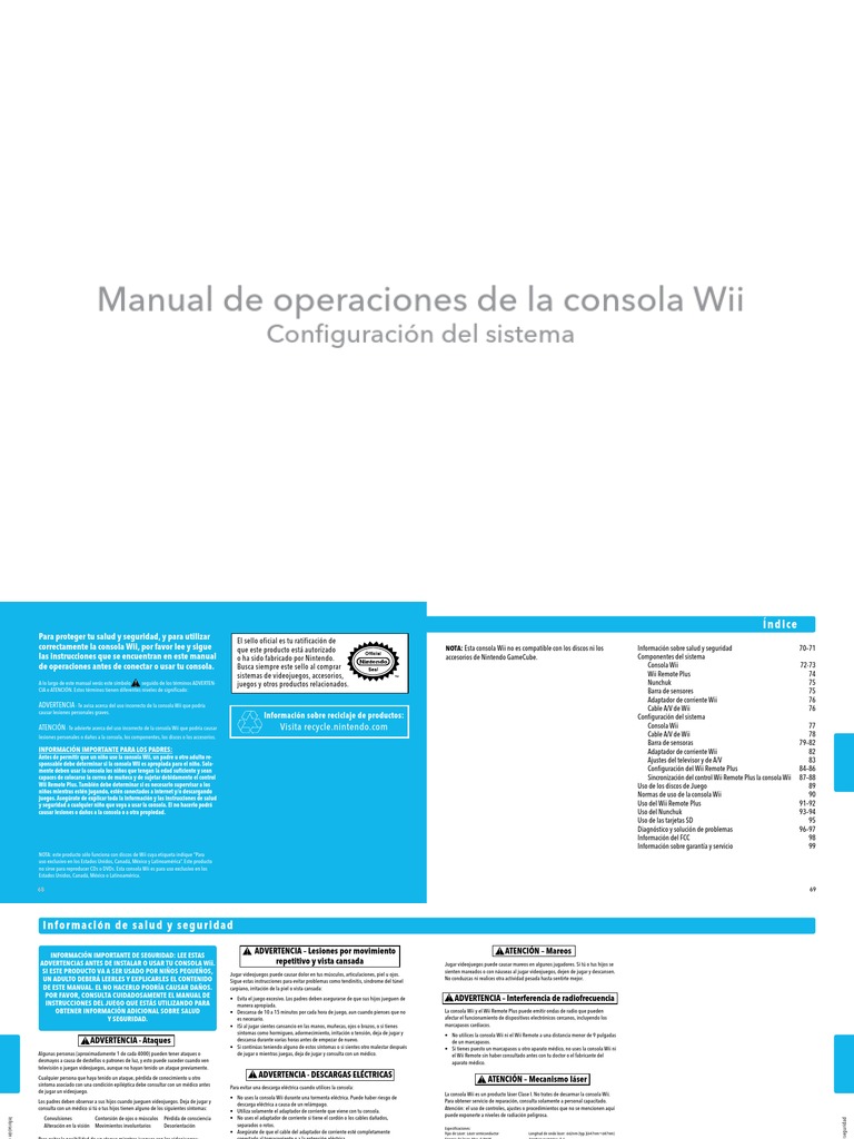Manual de La Consola Wii PDF | PDF | Wii | Juegos de consolas