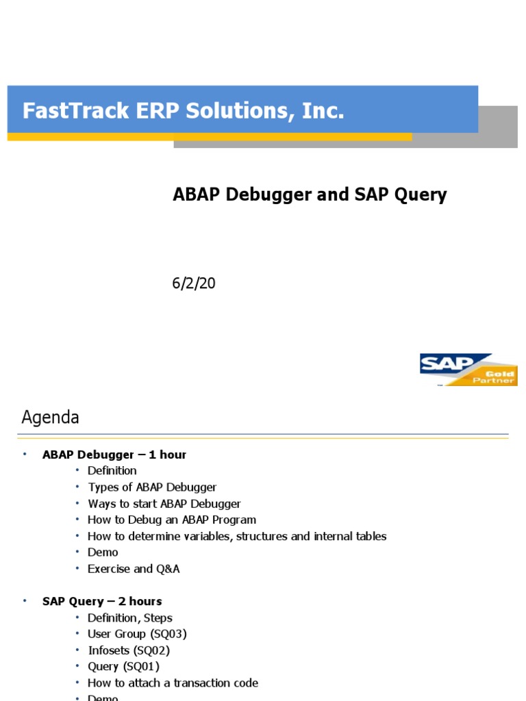ABAP Debugger and SAP Query | PDF | Information Technology Management | Software Development