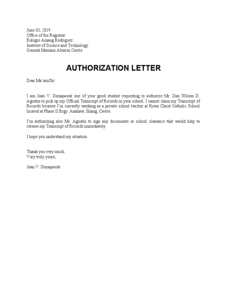 Authorization TOR | PDF