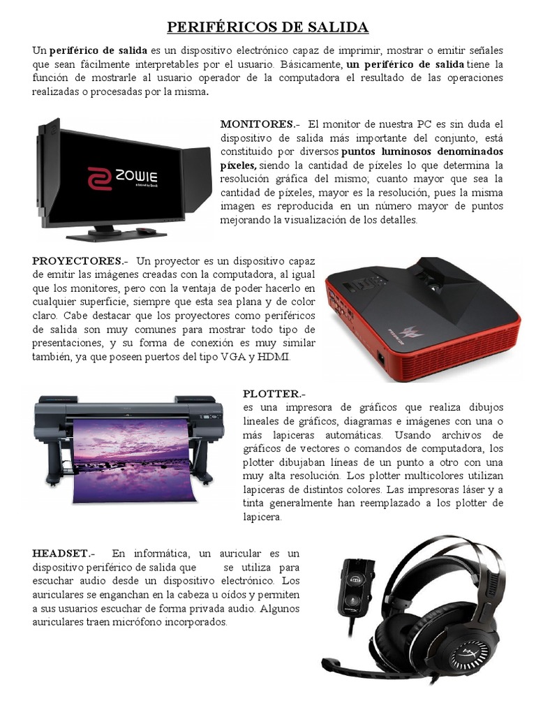 Periféricos de Salida: Definición y Tipos | PDF | Periférico | Tableta