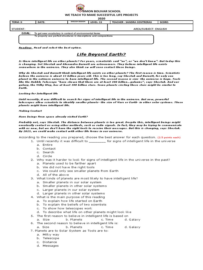 Life Beyond Earth?: Simon Bolivar School We Teach To Make Succesfful ...