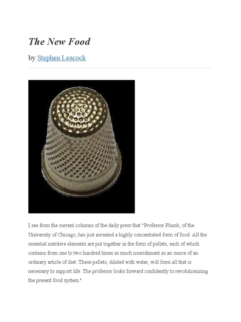 The New Food: Stephen Leacock | PDF | Foods | Food And Drink