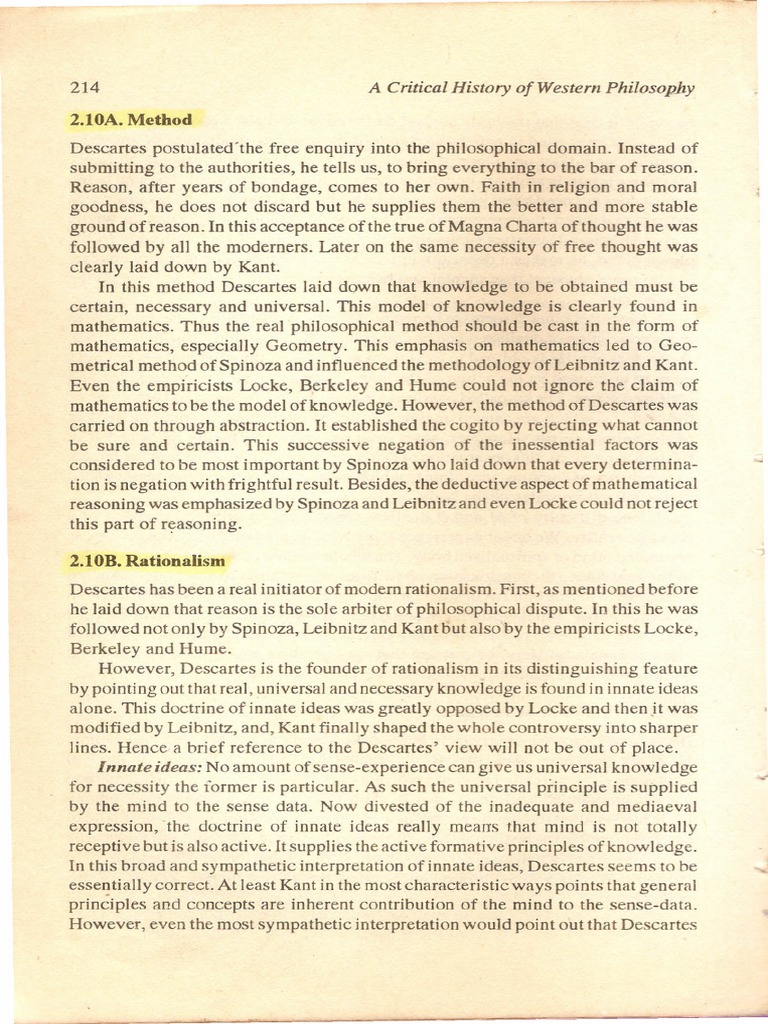 A Critical History of Western Philosophy | PDF | Rationalism | Empiricism