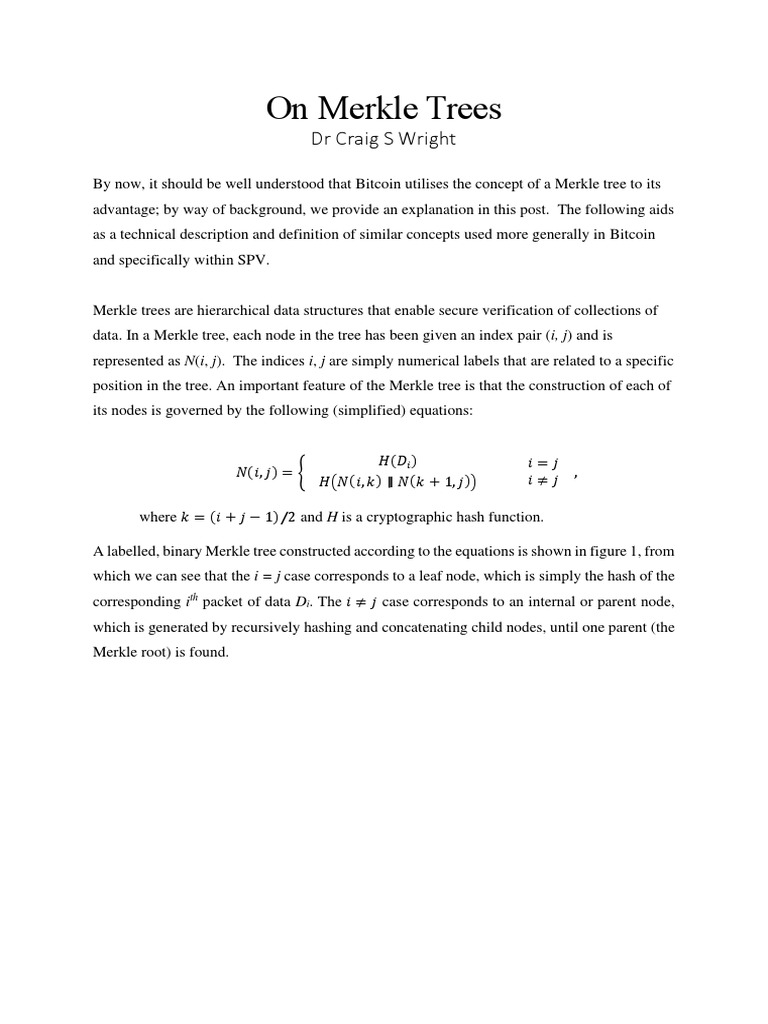 On Merkle Trees: DR Craig S Wright | PDF | Algorithms | Computing