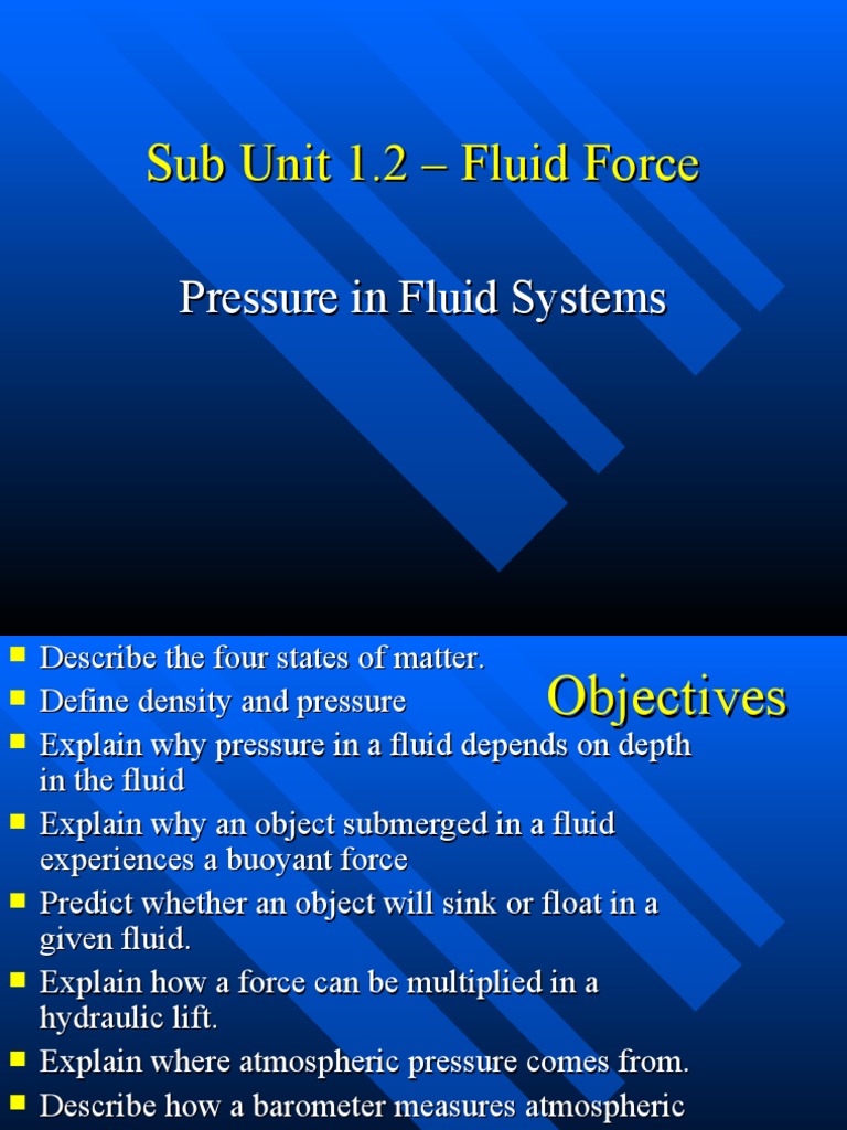 Sub Unit 1.2 - Fluid Force | PDF | Buoyancy | Pressure