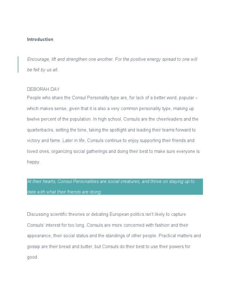 Consul Personality | PDF | Friendship | Personality Type