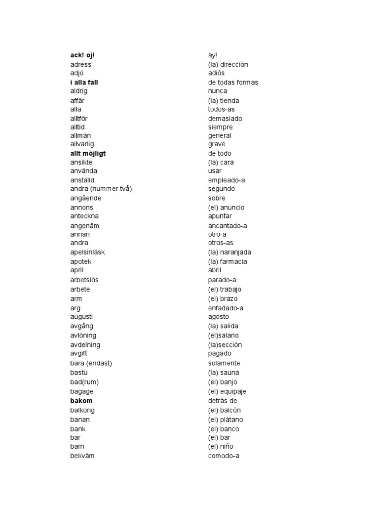 Spanska Ordbok | PDF | Naturaleza