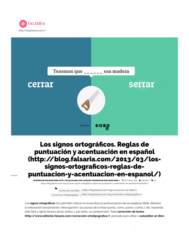 Los Signos Ortográficos. Reglas de Puntuación y Acentuación en Español ...