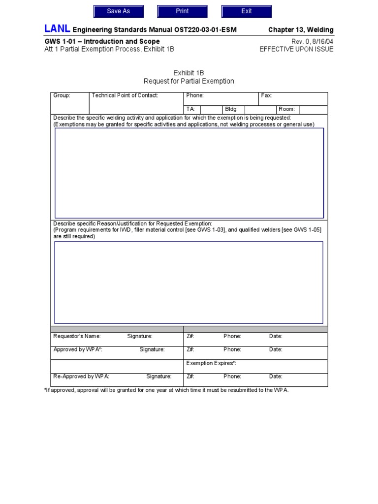 Request For Partial Exemption | PDF