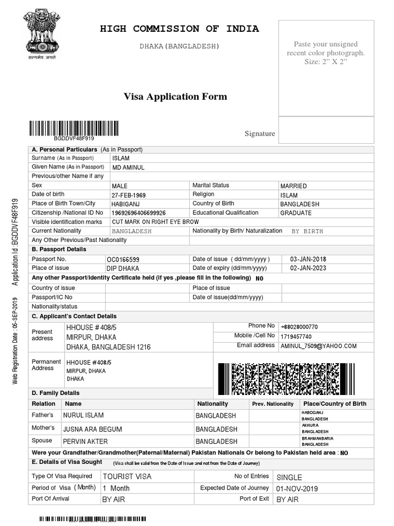 High Commission of India: Visa Application Form | PDF | Travel Visa ...