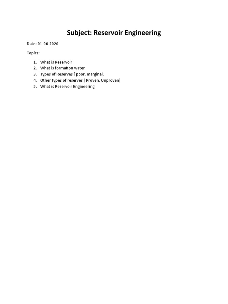 Reservoir Engineering Basics Explained | PDF | Technology & Engineering