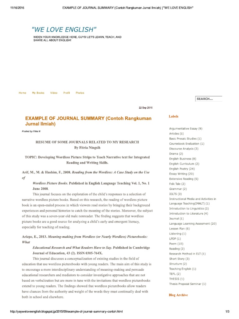 Contoh Rangkuman Jurnal Ilmiah | PDF