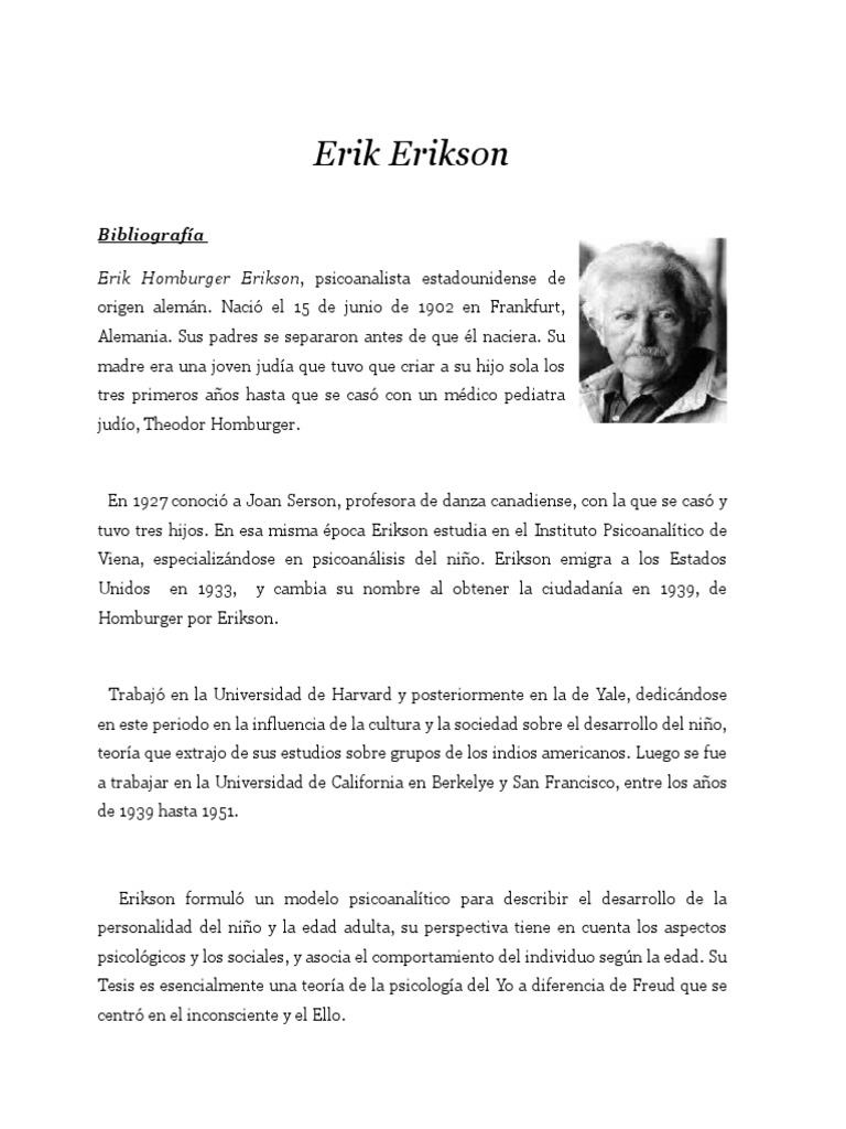 ERIKSON | PDF | Psicoanálisis | Adultos