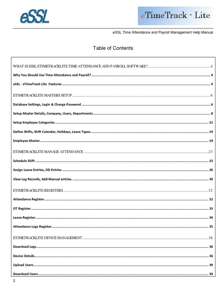 eSSL Time Attendance and Payroll Management Help Manual | PDF ...