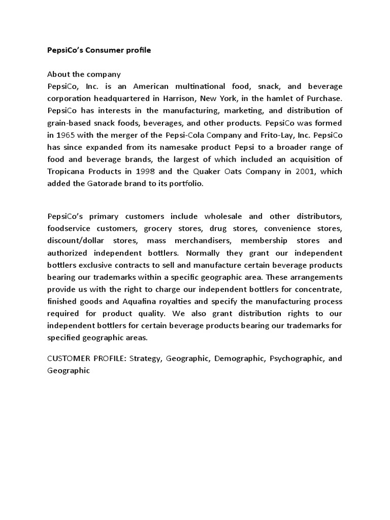 Digital Marketing - Customer Profile | PDF | Pepsi Co | Pepsi