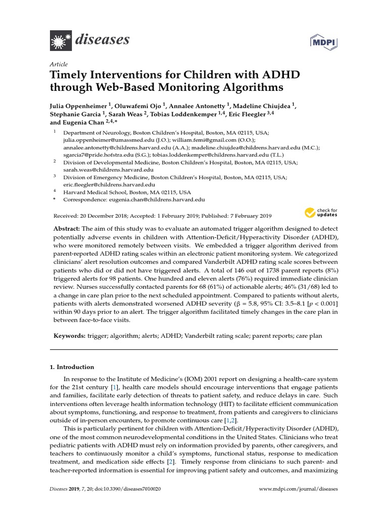 Diseases: Timely Interventions For Children With ADHD Through Web-Based ...