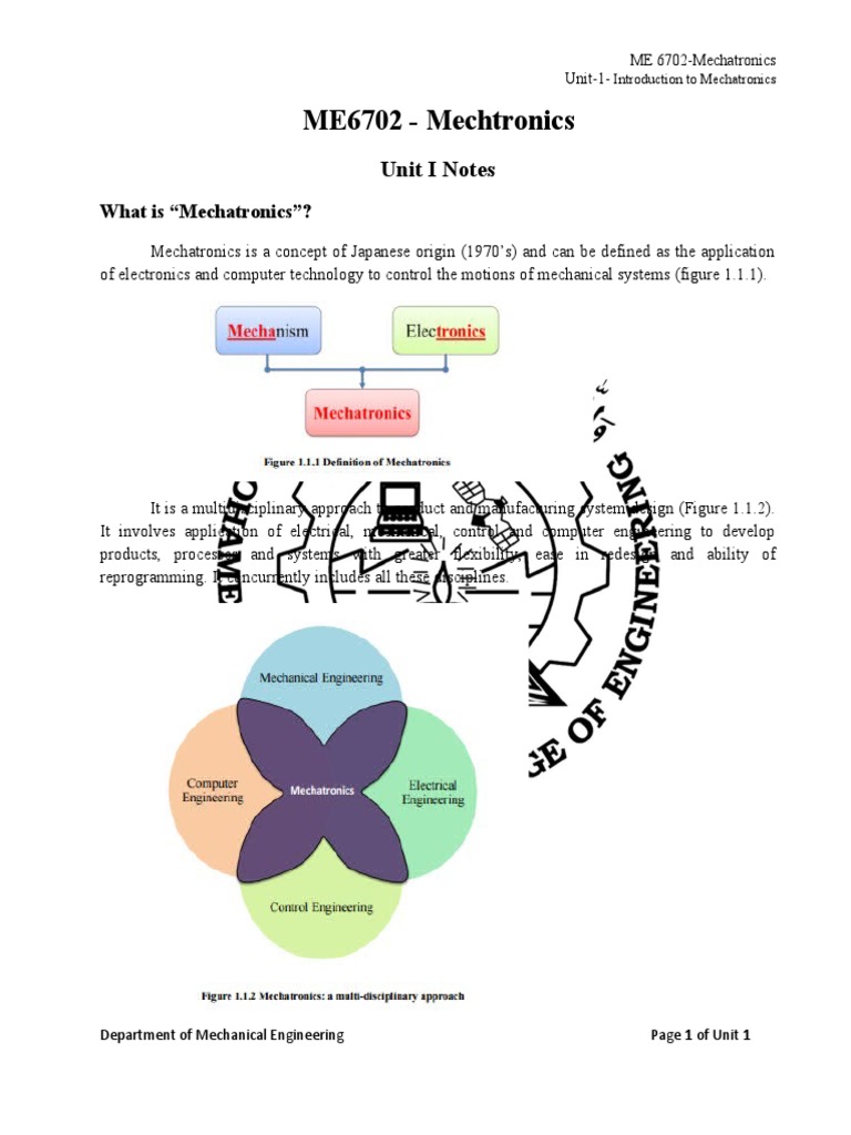ME 6702 Introduction to Mechatronics | PDF | Control Theory | Control ...