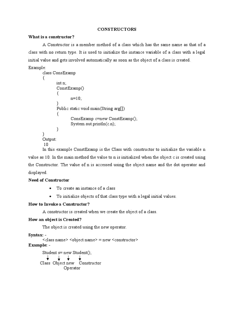 Constructors What Is A Constructor Pdf Constructor Object