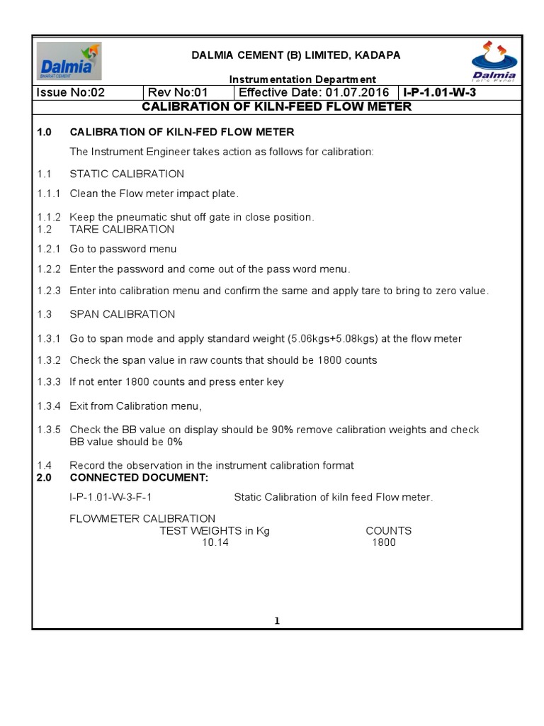I-P-1.01-W-3 (Kiln Feed Flowmeter) | PDF