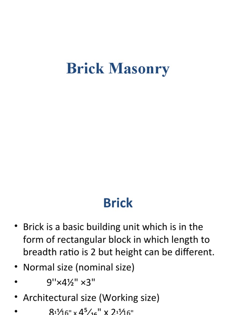 Brick Masonary 1 | PDF | Masonry | Components